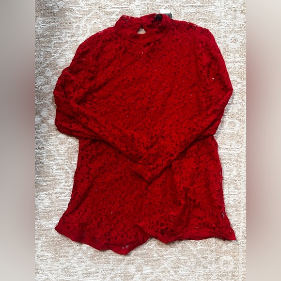 Lane Bryant | Tops | Lane Bryant Red Lace Shirt Nwt | Poshmark